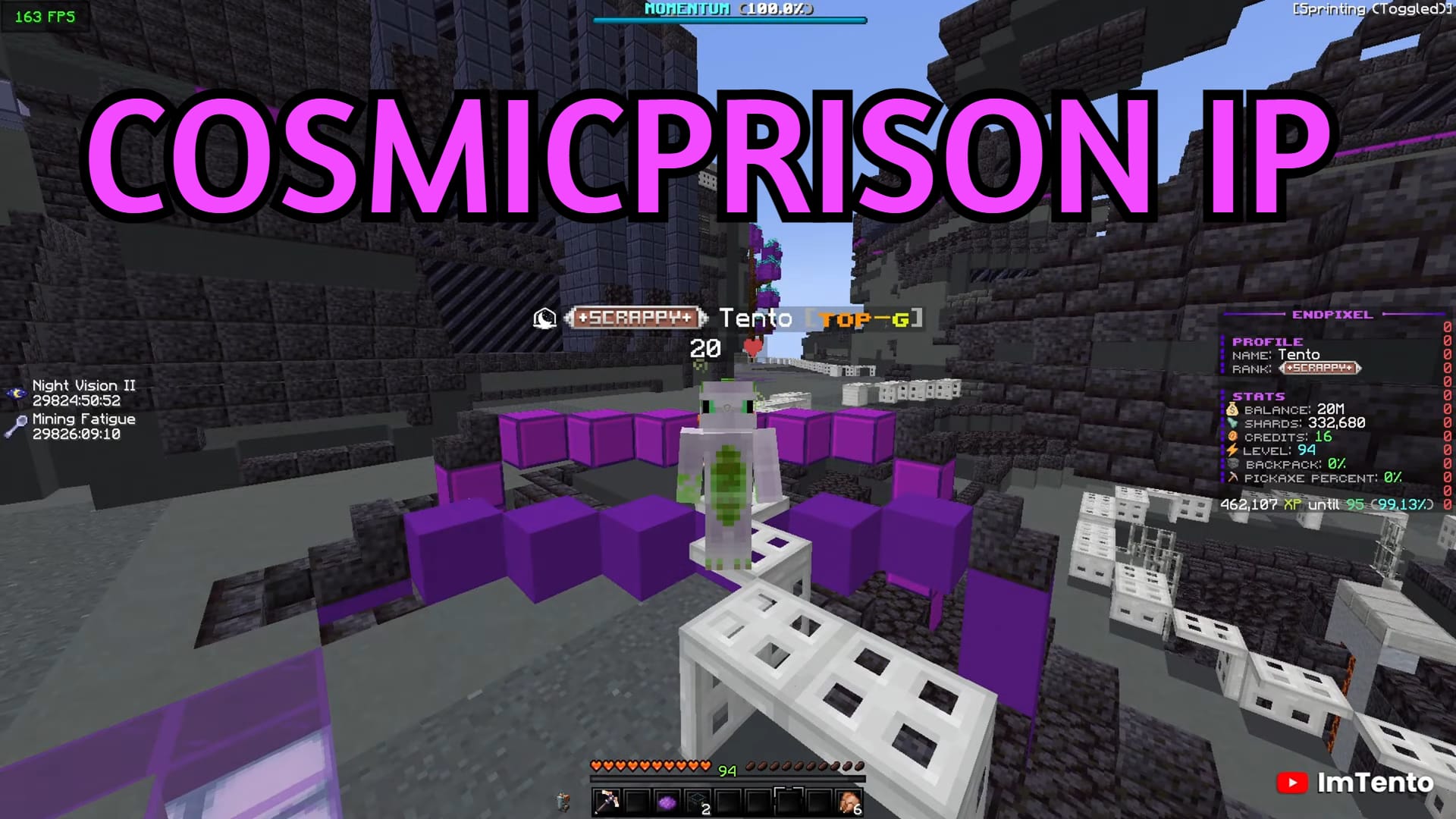 What is the IP for the CosmicPrison Minecraft Server?
