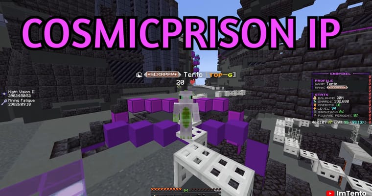 What is the IP for the CosmicPrison Minecraft Server?